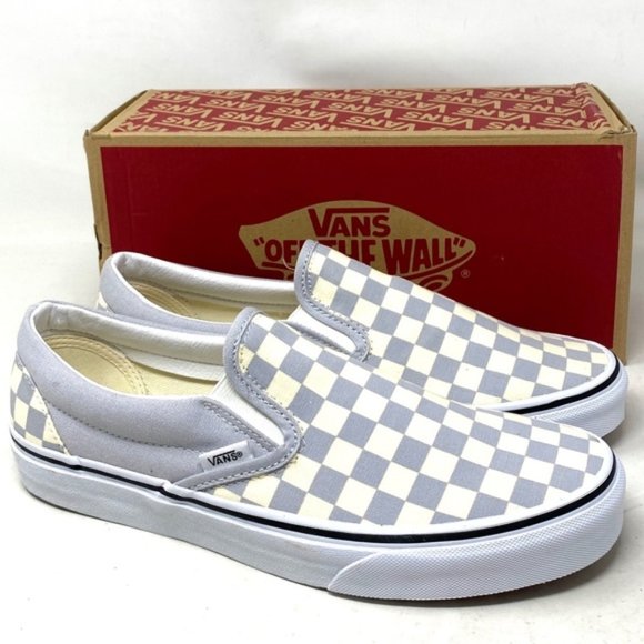 Vans | Shoes | Vans Classic Slip On Sneakers Check Gray Canvas Mens ...
